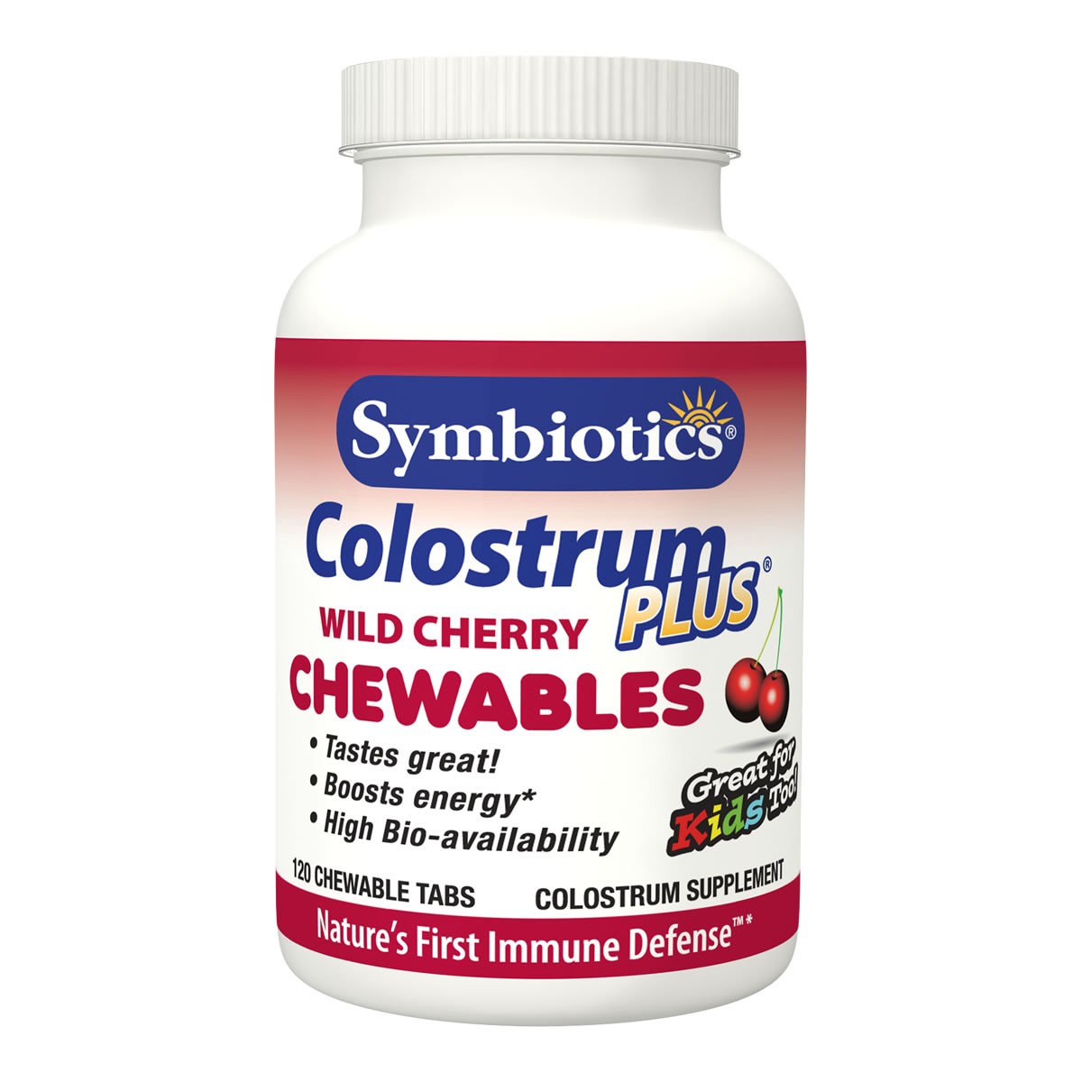Symbiotics Colostrum PLUS Wild Cherry Flavor 120 chewable tablets/30 ...
